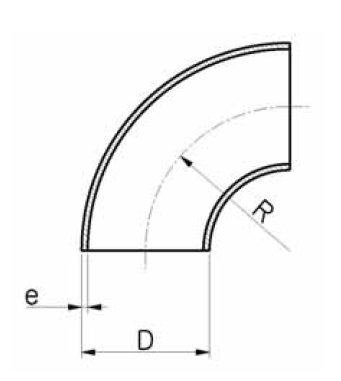 Coude 90° Inox 304 L Diamètre 40mm Rayon 60mm